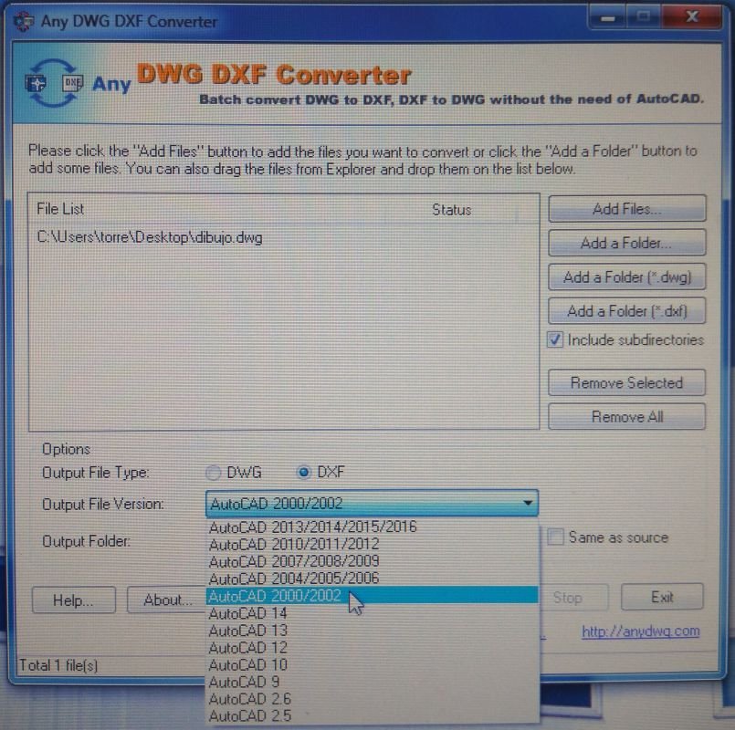 Guia rápida – Cómo convertir un archivo DWG a DXF